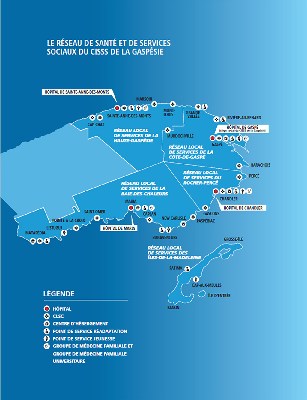 Carte RLS - Centre intégré de santé et de services sociaux de la Gaspésie